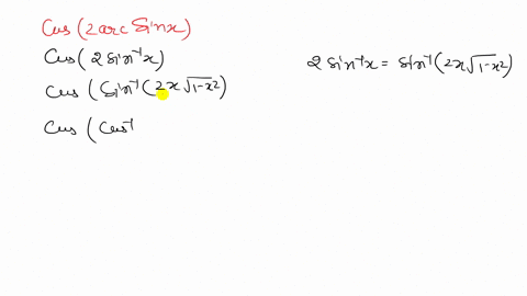SOLVED:Simplify the expression. \sin (2 \arccos x)