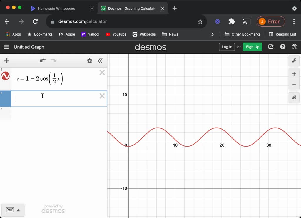⏩SOLVED:Graph each function over a two-period interval. y=1-2… | Numerade