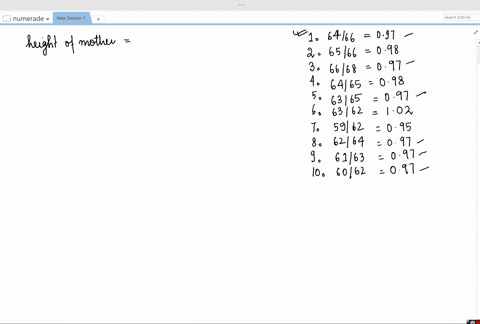 SOLVED: The heights of mothers and daughters are given in the following ...