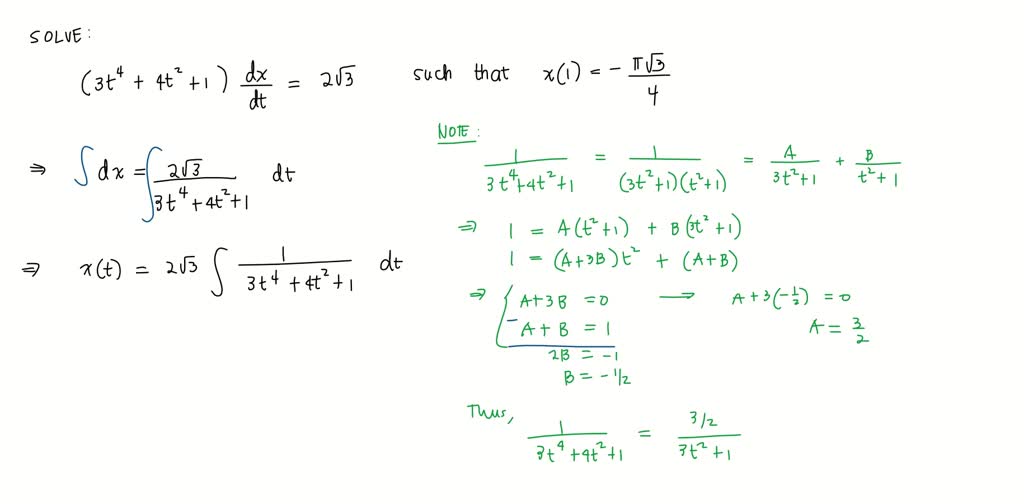 SOLVED: Verify that the function x(t)=t^2 / 4 solves the initial-value ...