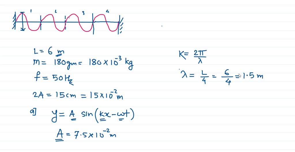SOLVED:A 6.00-m segment of a long string contains four complete waves ...