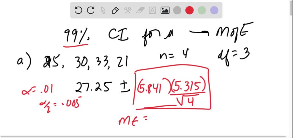 SOLVED:Calculate the margin of error to estimate the population mean for each of the following ...