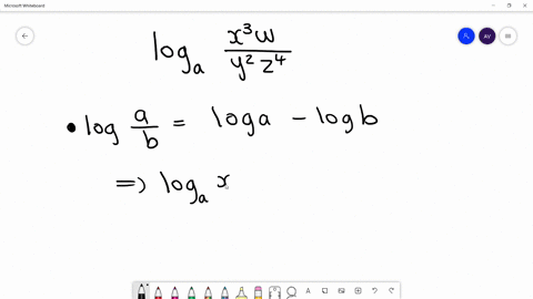 SOLVED:Express in terms of logarithms of x, y, z or w. (a) \log _{3}(x ...