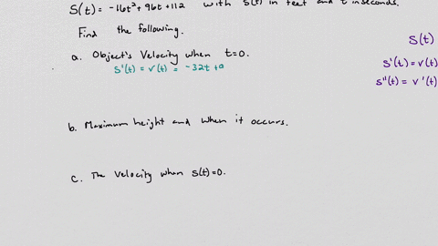 SOLVED:Vertical motion The height above ground of an object moving vertically is given by s=-16 ...