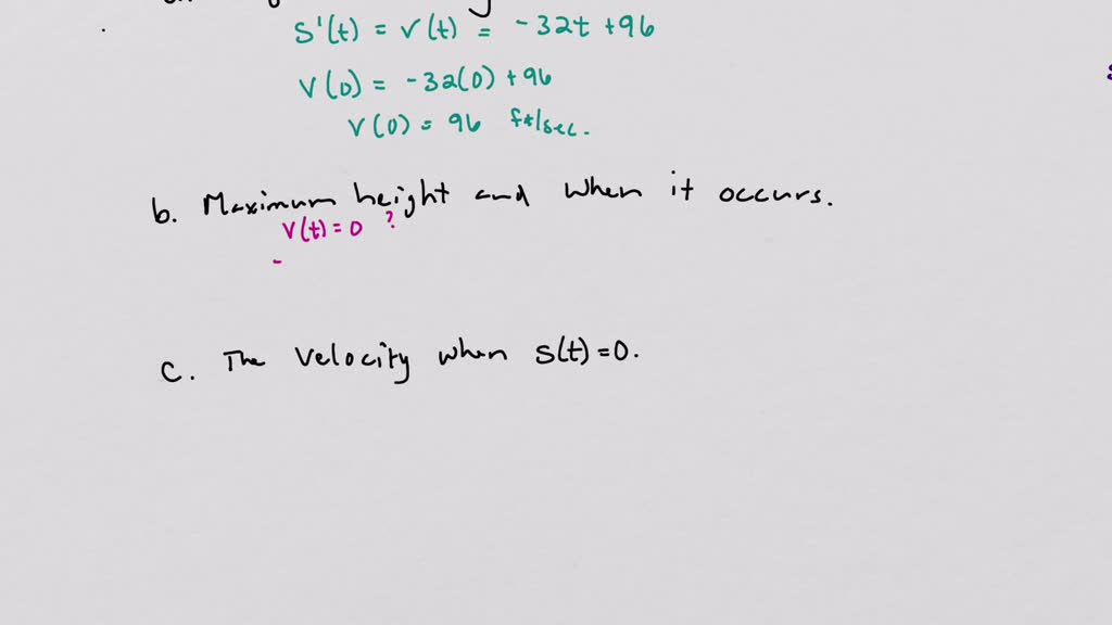 SOLVED:Vertical motion The height above ground of an object moving vertically is given by s=-16 ...
