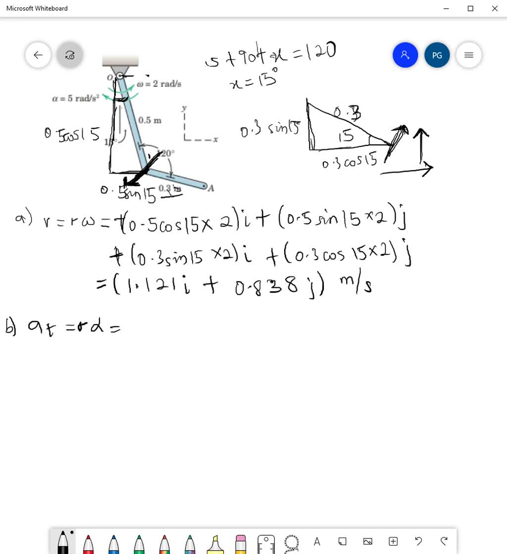 The bent flat bar rotates about a fixed axis through point O with the ...