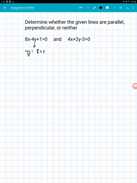 SOLVED:Determine whether the given lines are parallel, perpendicular ...