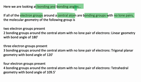 SOLVED:If all of the electron groups around a central atom are bonding ...