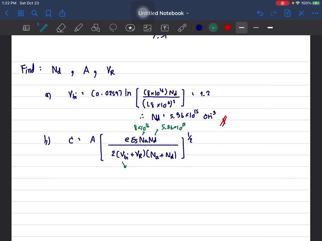 The total junction capacitance of a GaAs pn junction at T=300 K is ...