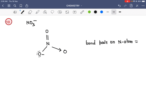 SOLVED:In NO3^-ion, number of bond pair and lone pair of electron on ...