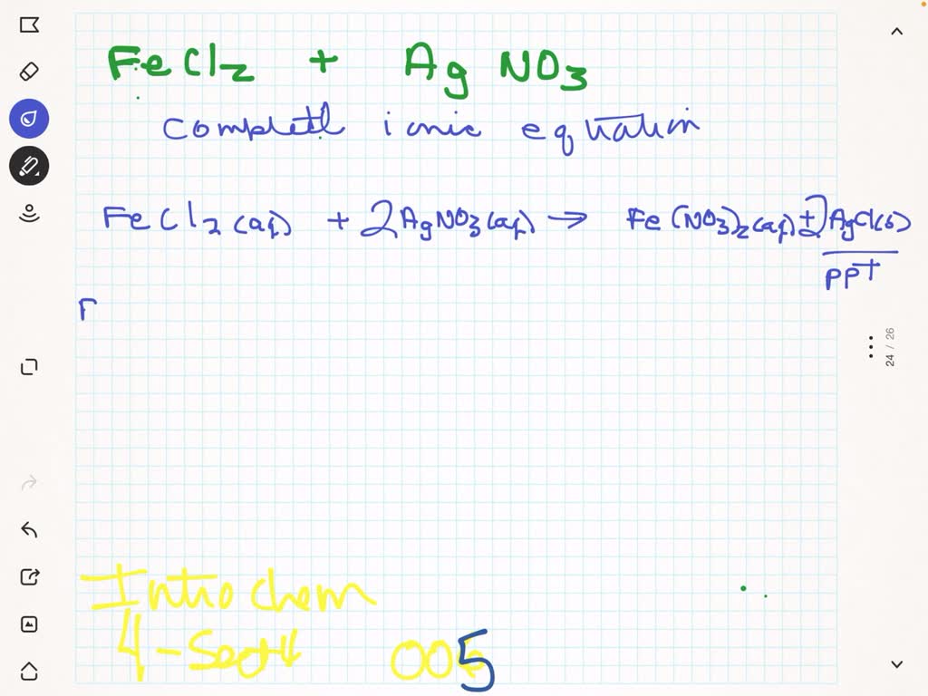 Write the complete ionic equation for the reaction of FeCl2(aq) and ...