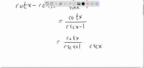 SOLVED:Prove the identity. (cosx cotx)/(cotx-cosx)=(cotx+cosx)/(cosx cotx)