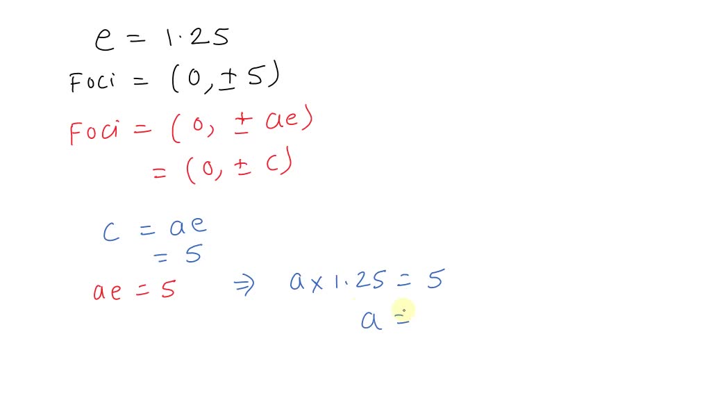 SOLVED:Give the eccentricities and the vertices or foci of hyperbolas ...