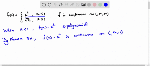 SOLVED:39-40 Show that f is continuous on (-∞, ∞). f(x)={ x^2 if x