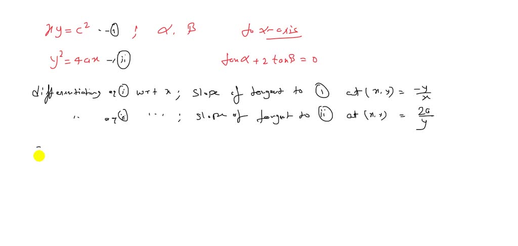SOLVED:The tangents to the rectangular hyperbola x y=c^2 and the ...