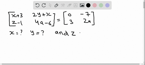 ⏩SOLVED:Find the value of x, y, z and a which satisfy the matrix ...