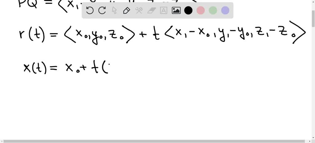 SOLVED:(a) Find a vector parametrization for the line containing the points P(x0, y0, z0) and Q ...