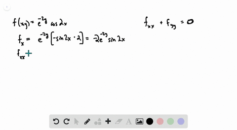 SOLVED:Show that each function satisfies a Laplace equation. f(x, y)=e^-2 y cos2 x