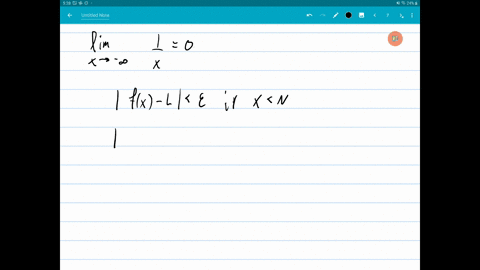 SOLVED: Use Definition 6 to prove thatlimx →-∞ (1)/(x)=0.