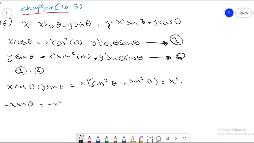 Derive ( 6) by solving the rotation equations in ( 5) for x^' and y ...