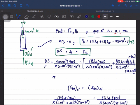 An axial centric force of magnitude P=450 kN is applied to the ...