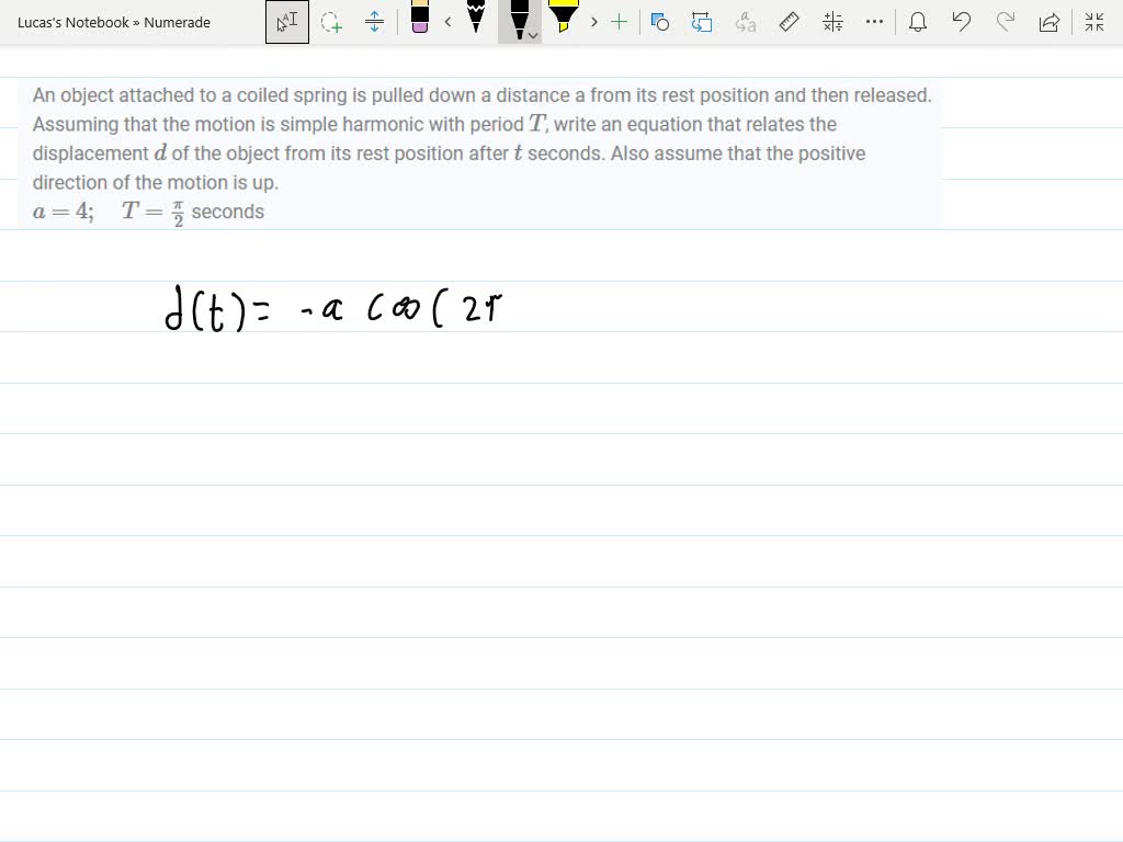 SOLVED:An object attached to a coiled spring is pulled down a distance a from its rest position ...