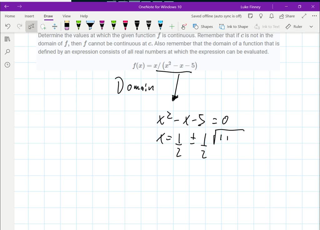 SOLVED:Determine the values at which the given function f is continuous. Remember that if c is ...