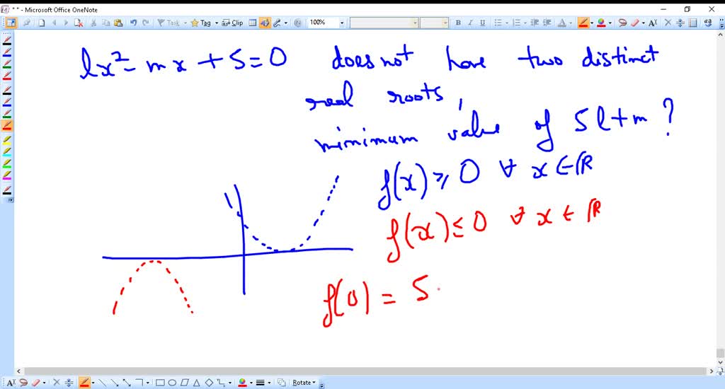 SOLVED:Given l x^2-m x+5=0 does not have two distinct real roots, the ...