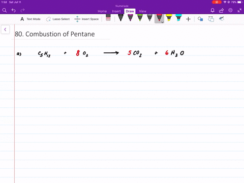 SOLVED:Reaction of pentane, C5 H12, with oxygen, O2, gives carbon ...
