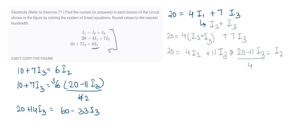 Electricity (Refer to Exercise 77 ) Find the current (in amperes) in ... Electricity (Refer to Exercise 77 ) Find the current (in amperes) in ...