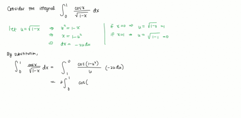 SOLVED:Rewrite the improper integral as a proper integral using the given u-substitution. Then ...