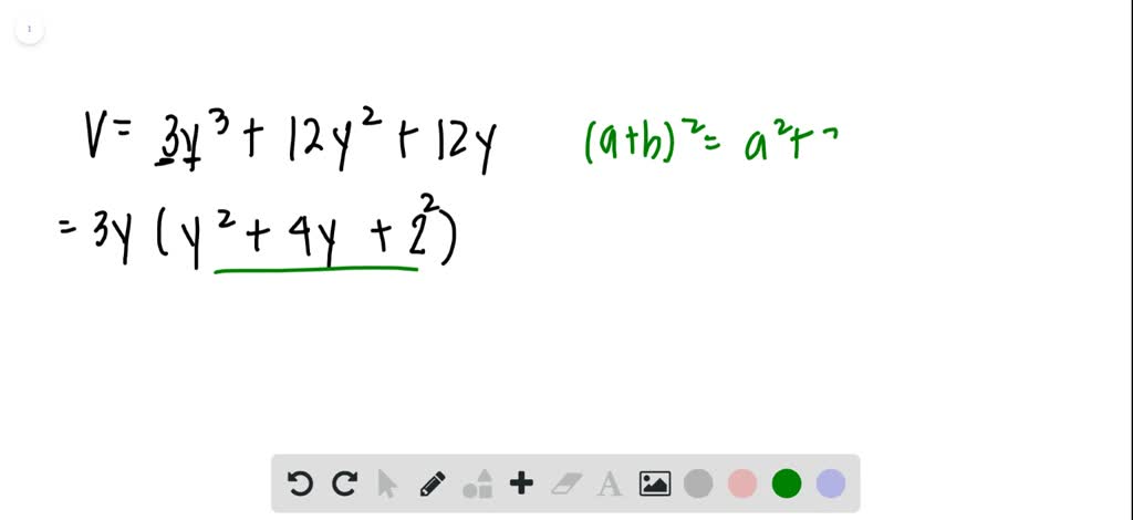A powerful crystal pyramid has a square base and a volume of 3 y^3+12 y ...