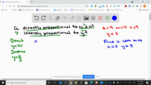 SOLVED:Solve each problem. Let a be directly proportional to m and n^2, and inversely ...
