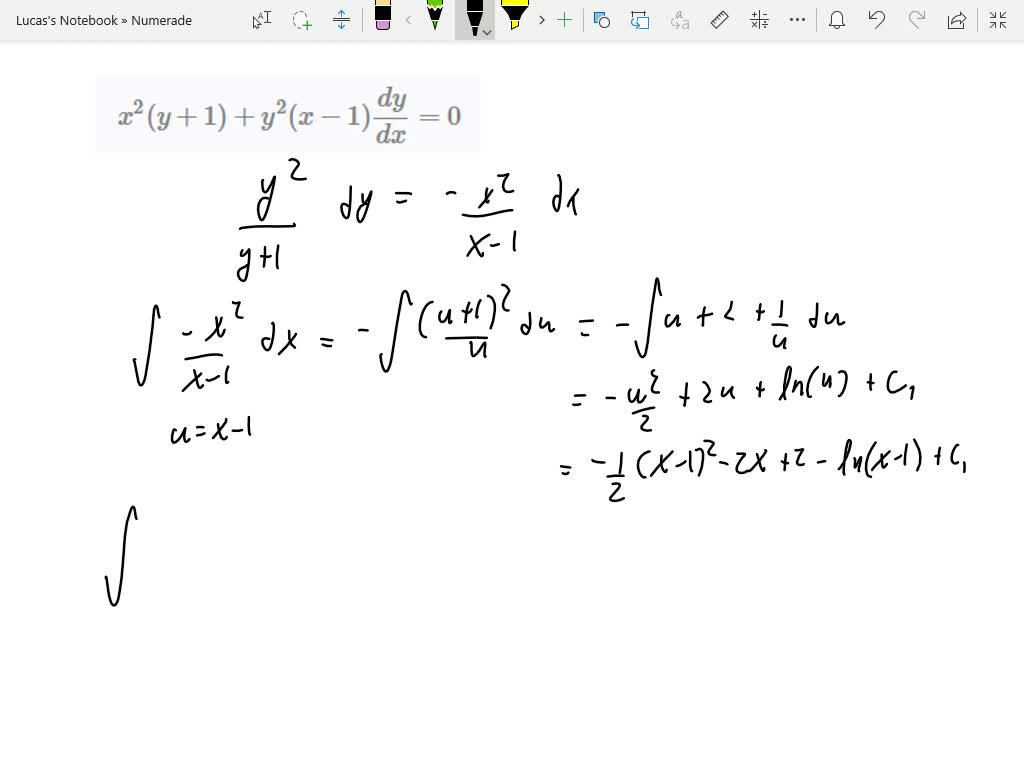 SOLVED:Reduce to first order and solve (showing each step in detail). x y^''+2 y^'+x y=0, y1=x ...