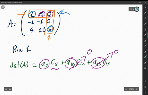 SOLVED:find the determinant of the matrix. Expand by cofactors using the row or column that ...