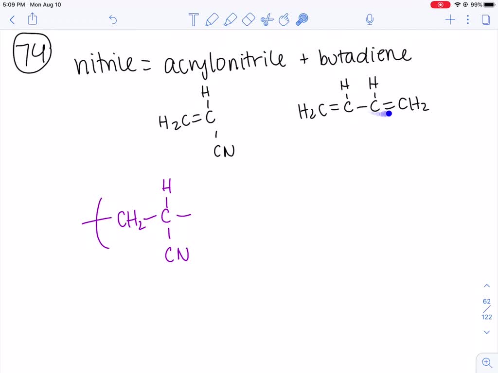 SOLVED:The polymer nitrile is a copolymer made from acrylonitrile and ...