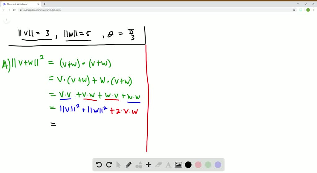 SOLVED:Assume that \|\mathbf{v}\|=3, Iw \|=5 and that the angle between ...
