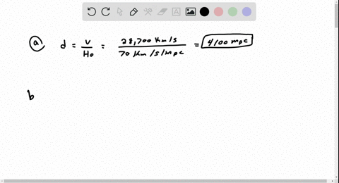 SOLVED:A galaxy at a distance of 25 Mpc has a recession velocity of ...