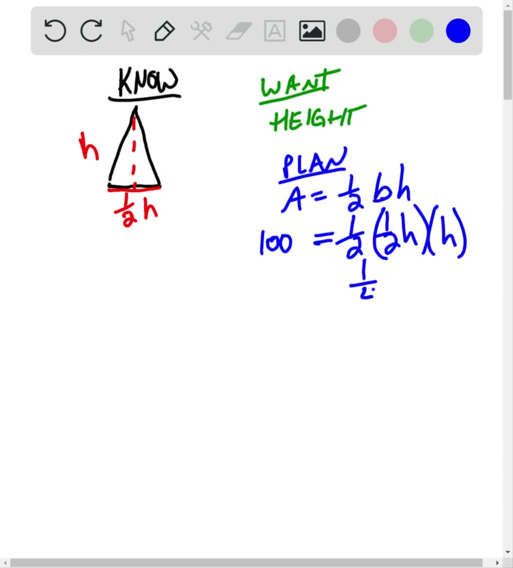 SOLVED:Solve each problem. The base of a triangle is onehalf as long as ...