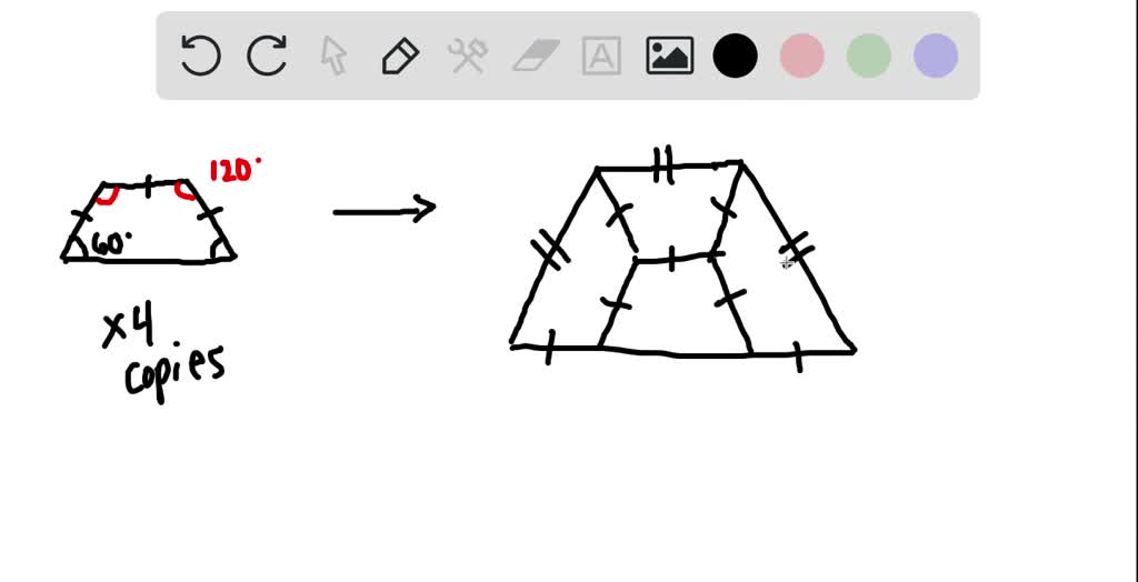 SOLVED:Make four copies of the trapezoid at right. Arrange them into a similar but larger ...