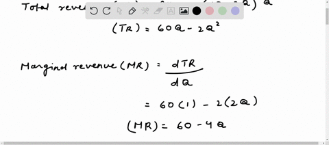 SOLVED:If the linear inverse demand function is p=60-2 Q, what is the ...