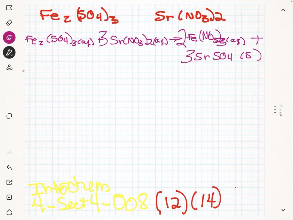 SOLVED: Write the balanced COMPLETE ionic equation for Fe(NO₃)₃(aq) + 3 ...