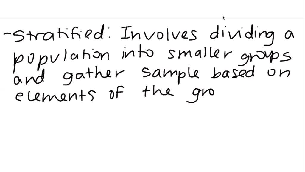 SOLVED:What is the difference between stratified random sampling and ...