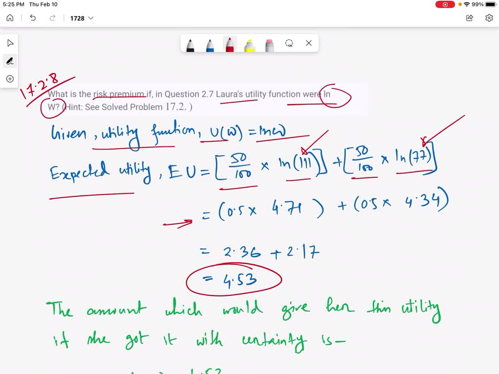 ⏩SOLVED:In Solved Problem 16.3, what is Jen's risk premium if her… | Numerade