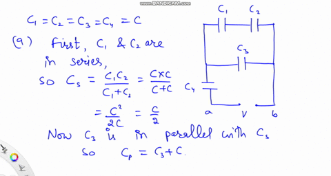 SOLVED:(II) In Fig. 24-23, suppose C1=C2=C3=C4=C. (a) Determine the equivalent capacitance ...