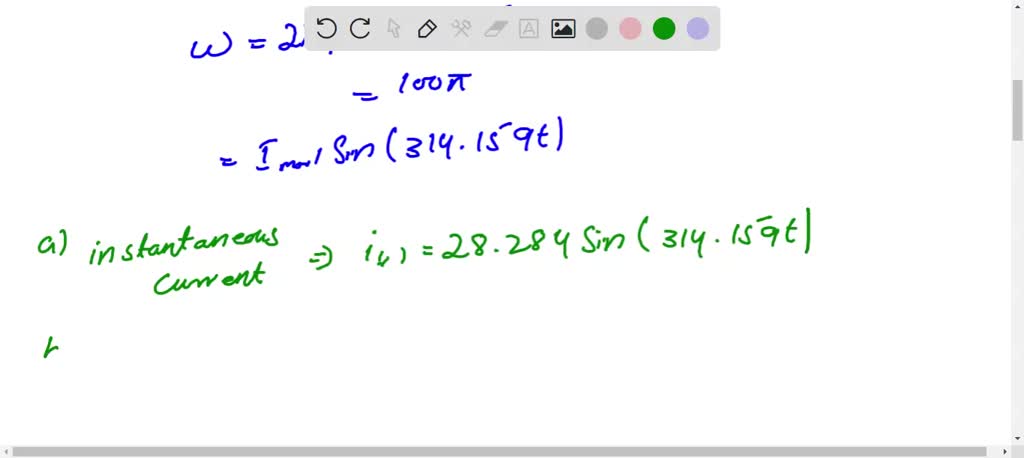 An alternating current varying sinusoidally with a frequency of 50 Hz ...