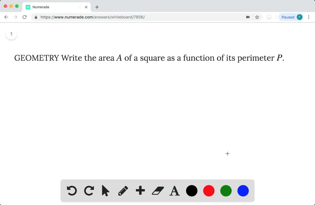 SOLVED:Geometry Write the area A of a square as a function of its ...