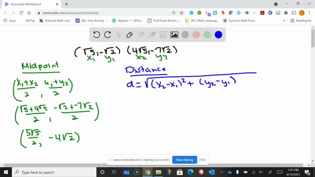 SOLVED:a. Find the exact distance between the points. (See Example 1) b ...