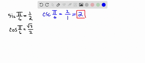 SOLVED:If θ=(π)/(6), find exact values for sec(θ), csc(θ), tan(θ), cot(θ).