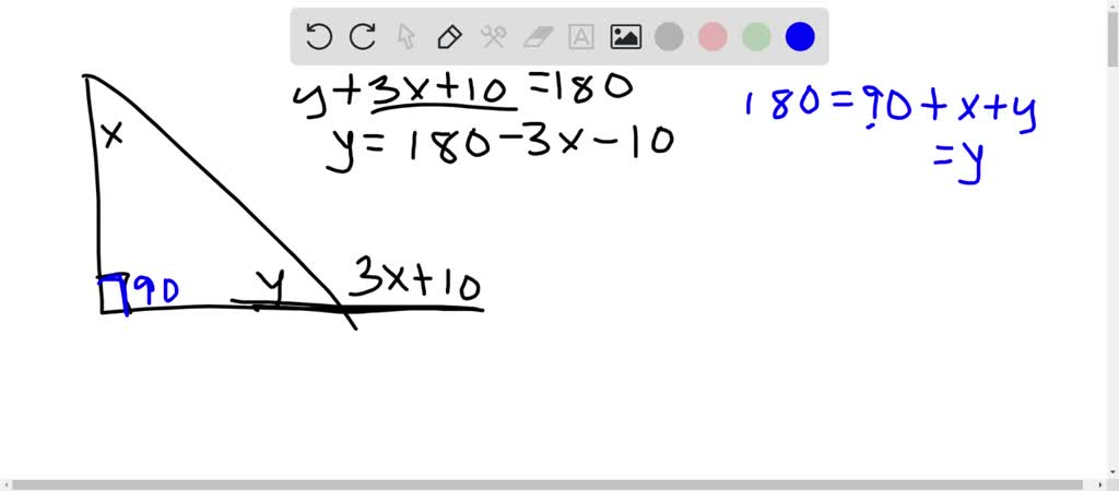 SOLVED:Find the measures of angles x and y . Remember that (1) the sum of the measures of the ...